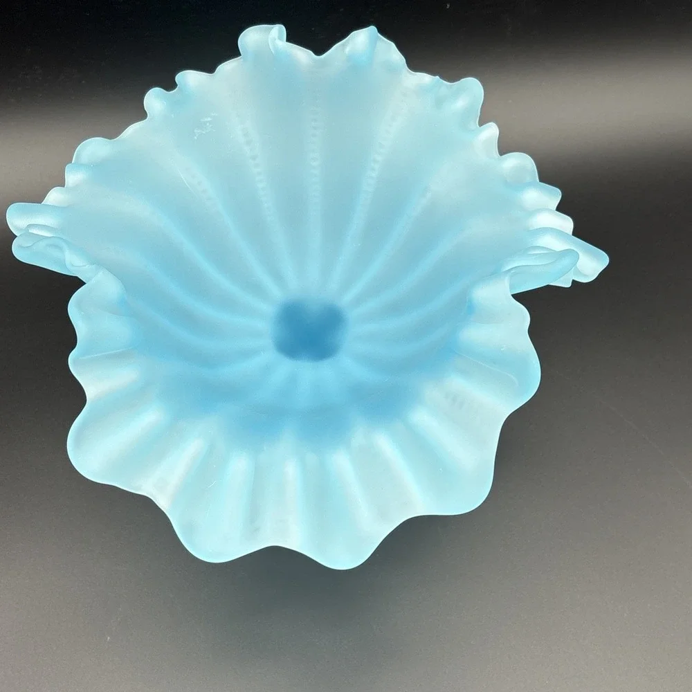 Fenton | Art | Vintage Lg Wright Fenton Blue Satin Glass Beaded Panels ...